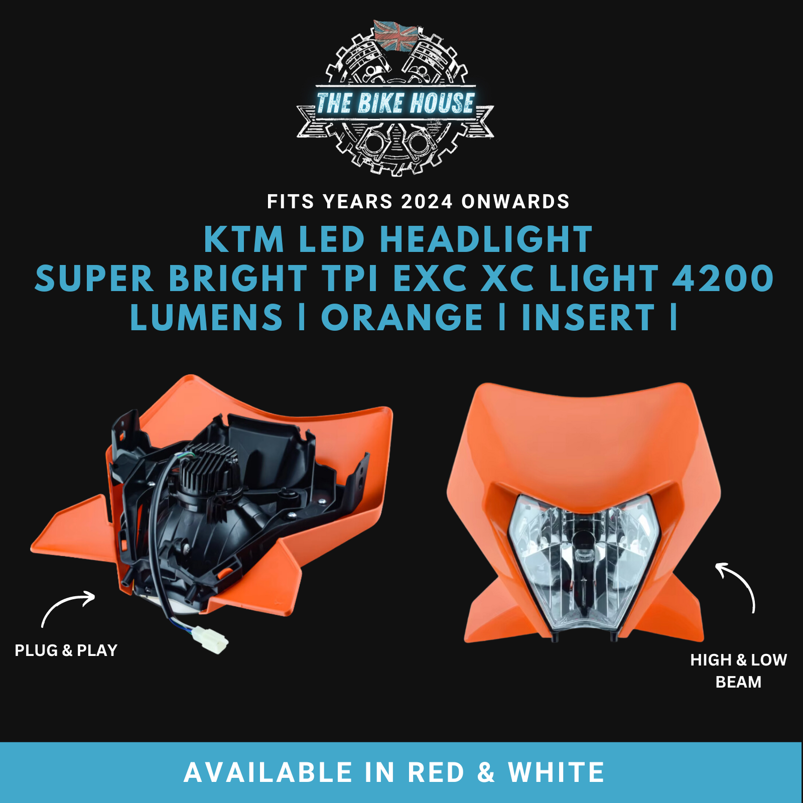 KTM 2024+ Onwards LED Headlight Super Bright TPI EXC XC LIGHT 4200 Lum ...